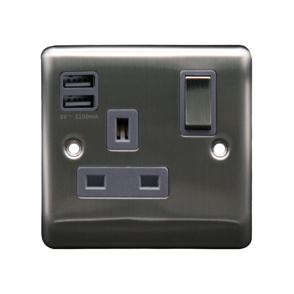 CA Switches & Sockets - Brushed Chrome Grey Inserts – Thrion