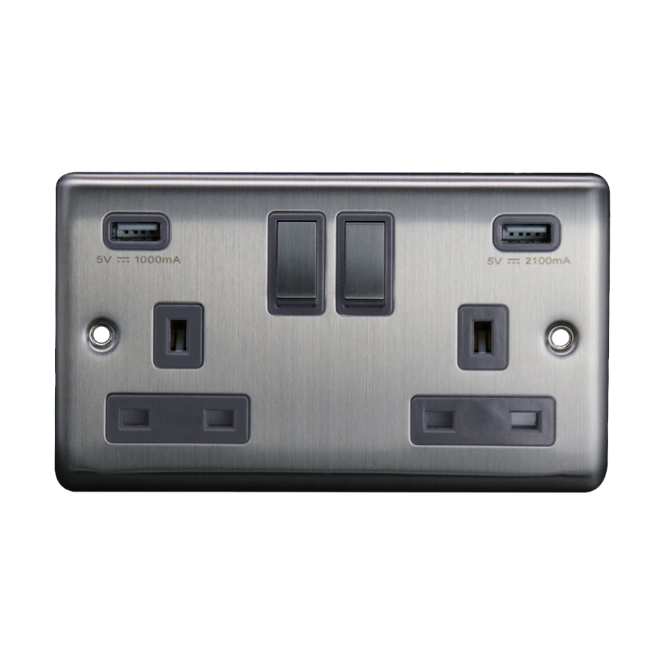 CA Switches & Sockets - Brushed Chrome Grey Inserts – Thrion