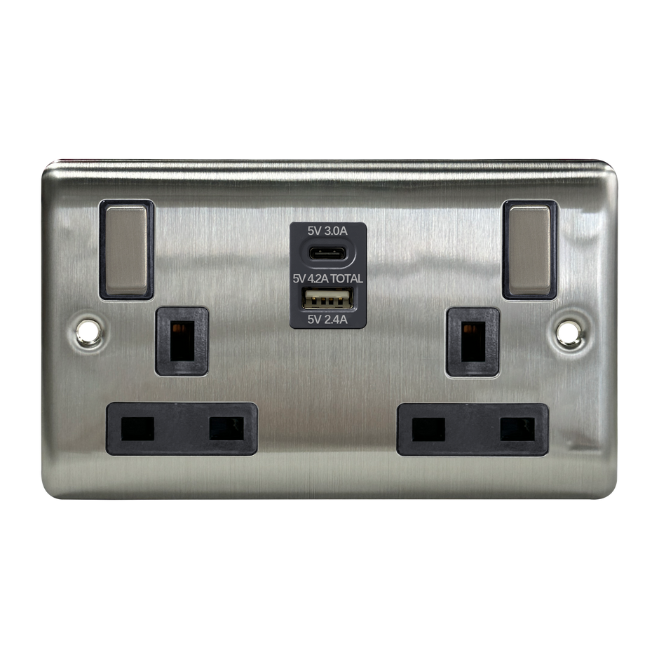 CA Switches & Sockets - Brushed Chrome Grey Inserts – Thrion